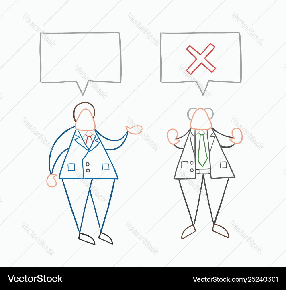 Hand-drawn businessman worker speaks with boss Vector Image