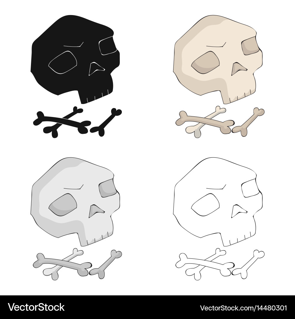 Human ancient bones icon in cartoon style isolated