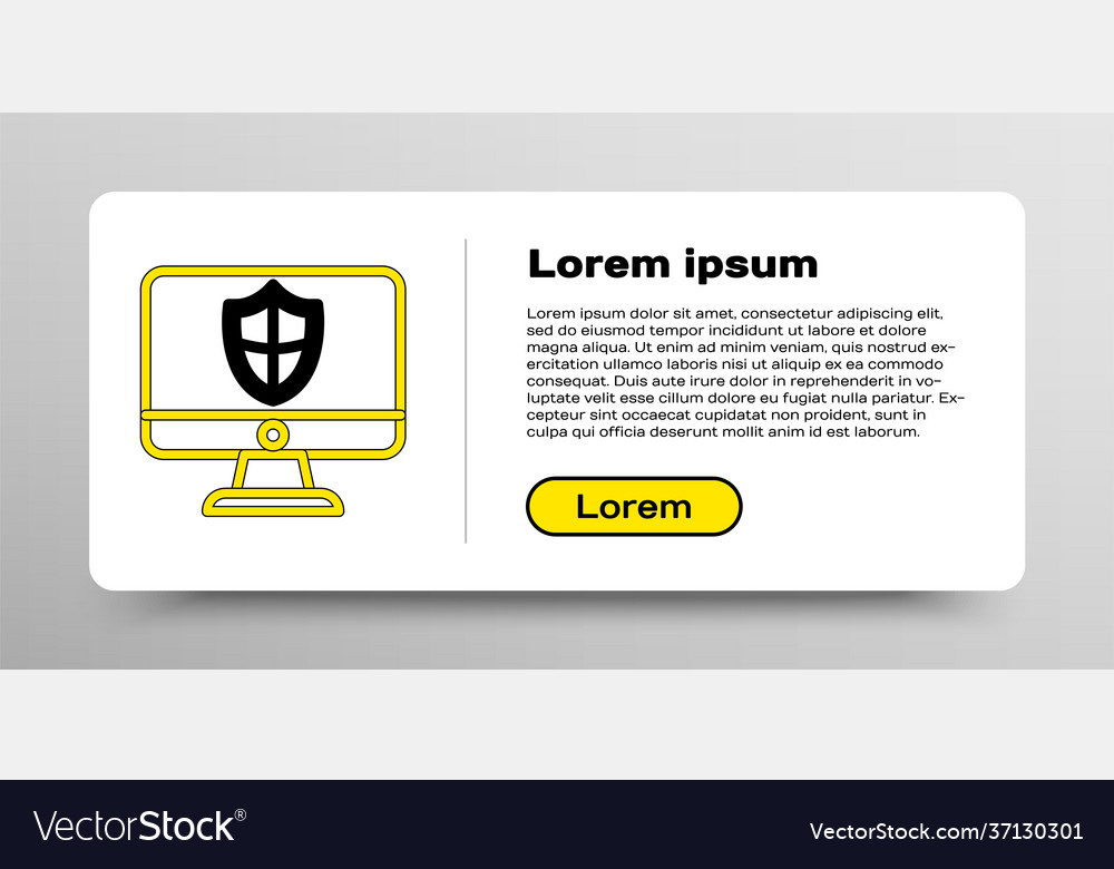 Line computer monitor and shield icon isolated Vector Image