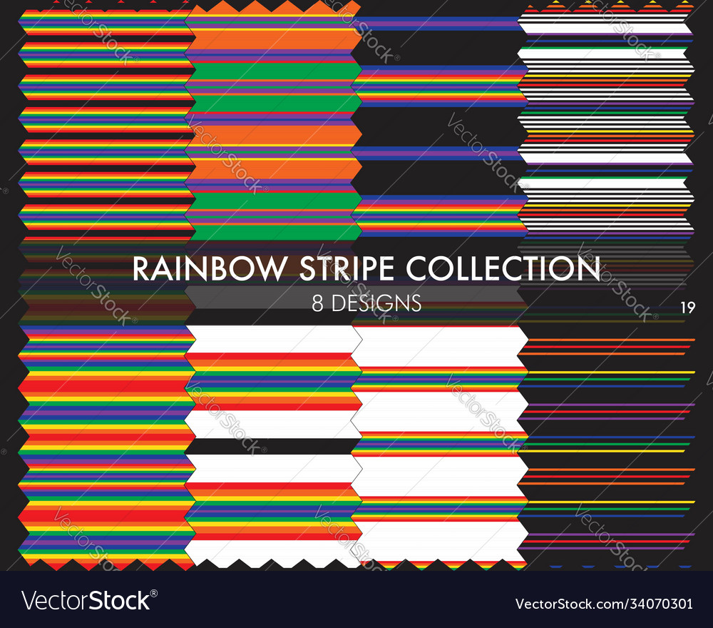 Rainbow stripe seamless pattern collection Vector Image