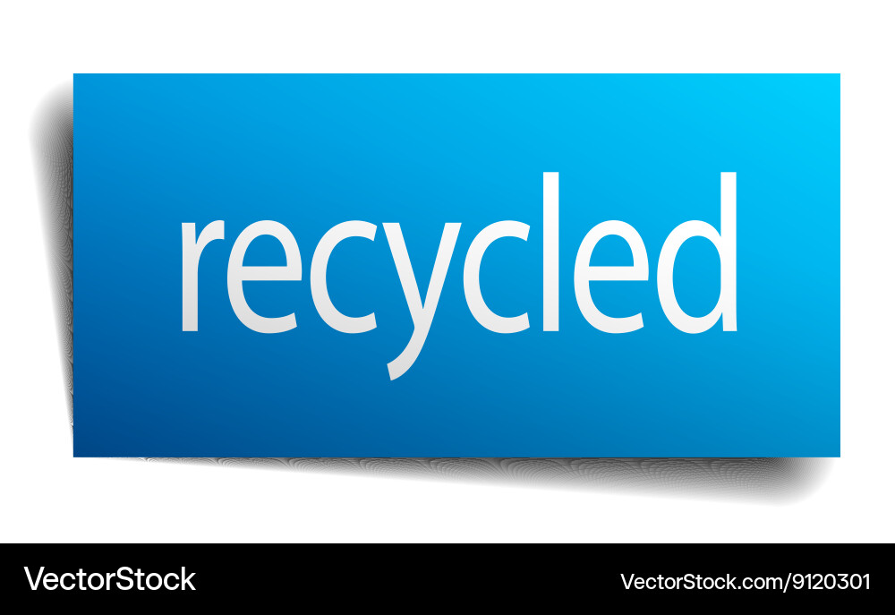 Recycled blue paper sign on white background Vector Image
