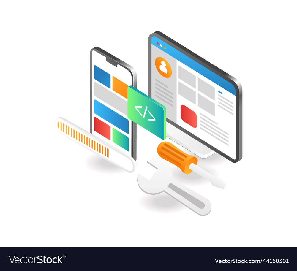 Repair process for web application development Vector Image