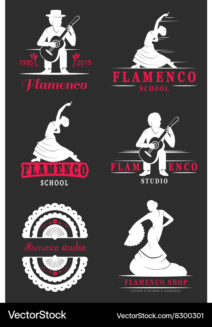 Set logos and badges flamenco Royalty Free Vector Image