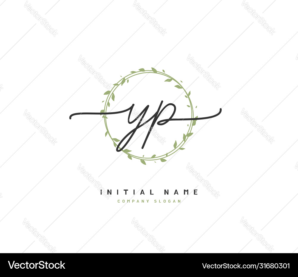 Y p yp beauty initial logo handwriting logo Vector Image