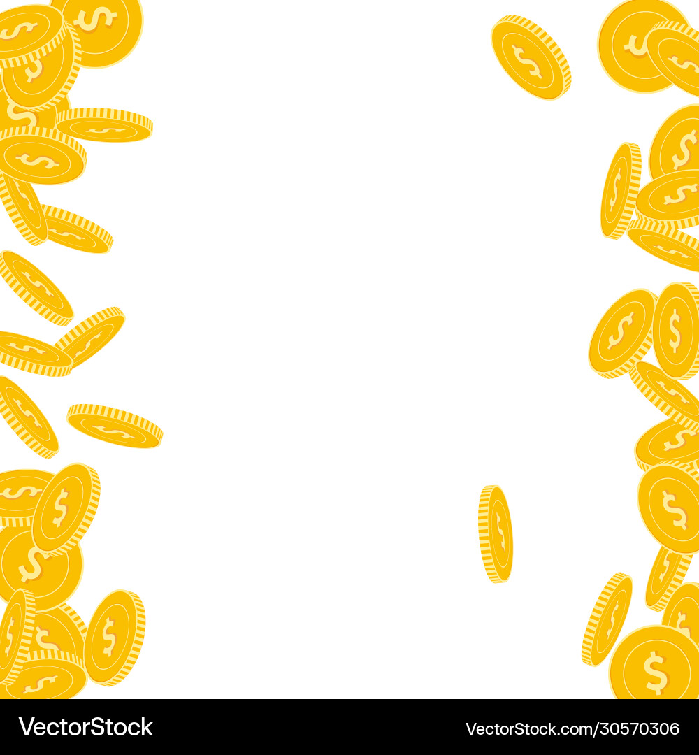 American dollar coins falling scattered big usd c Vector Image