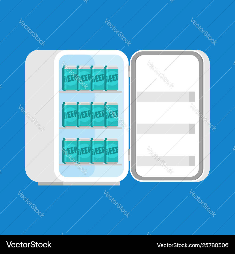 Beer in fridge lot alcohol Royalty Free Vector Image