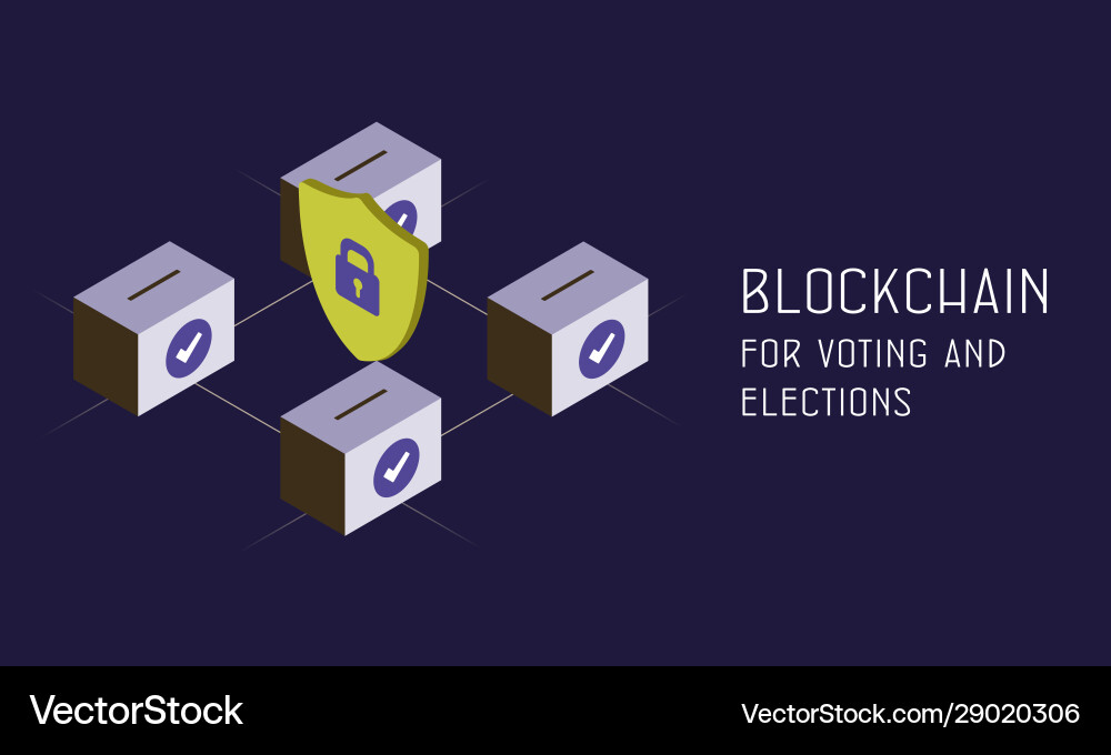 Blockchain online voting and election box Vector Image