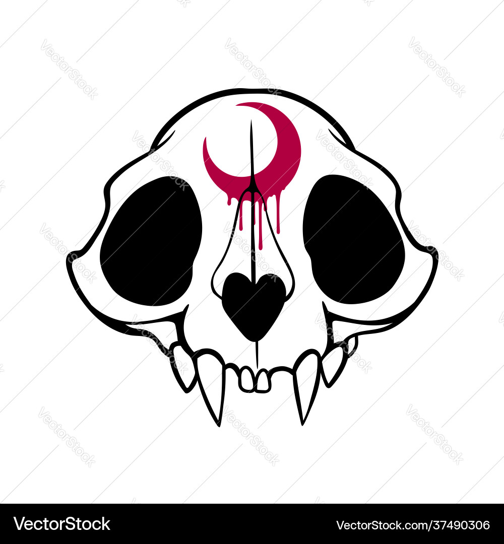 Cartoon animal skull with moon on forehead Vector Image
