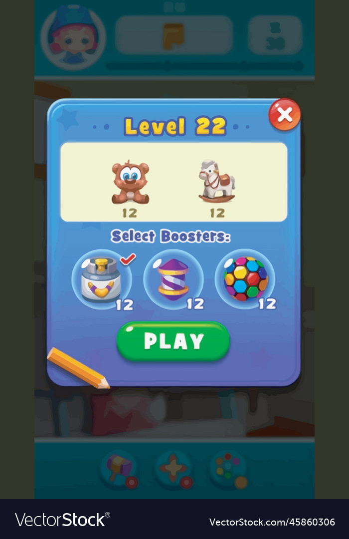 Complete set of level button game ui pop-up icon Vector Image