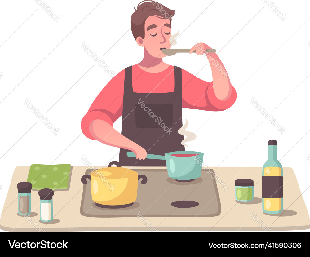 Cooking man hobby composition Royalty Free Vector Image