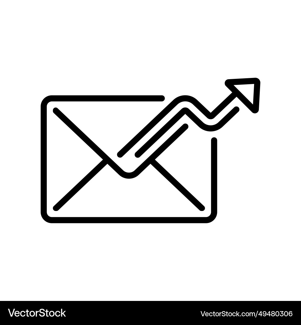 Email and increasing arrow icon in line style Vector Image