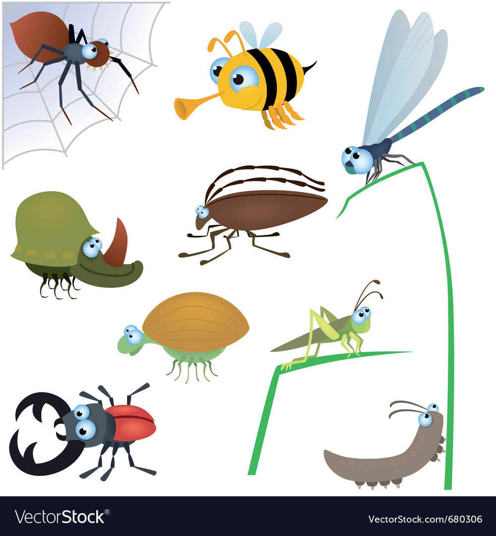 Funny insects Royalty Free Vector Image - VectorStock