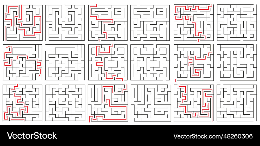 Labyrinth black square maze of low Royalty Free Vector Image