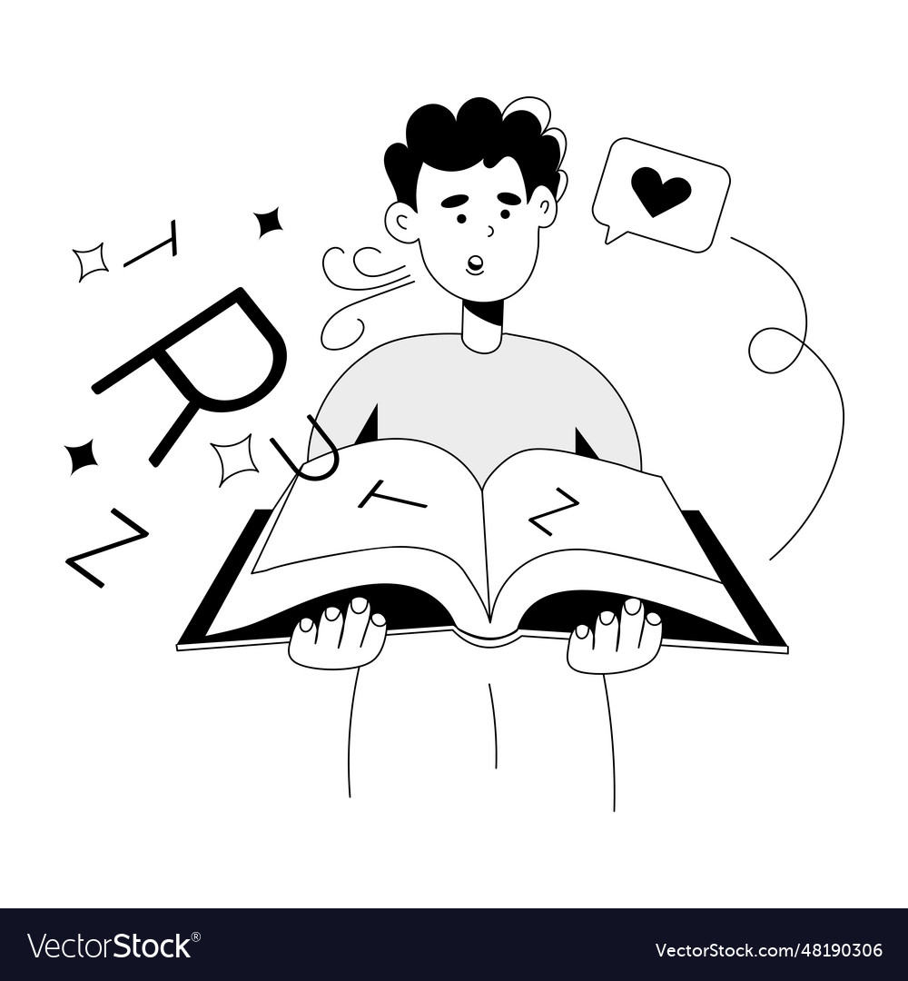 Memorizing book Royalty Free Vector Image - VectorStock