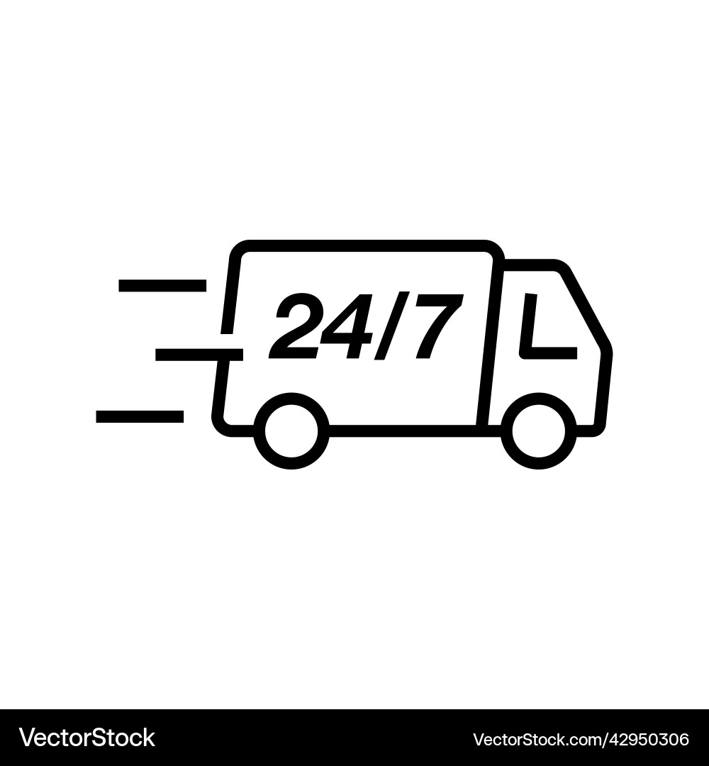 Same day delivery 24 hours truck icon Royalty Free Vector