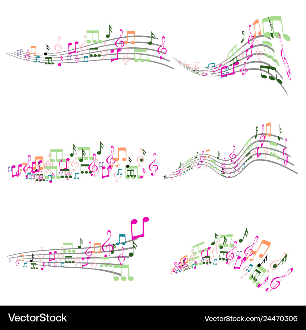 Set of colorful musical notes Royalty Free Vector Image