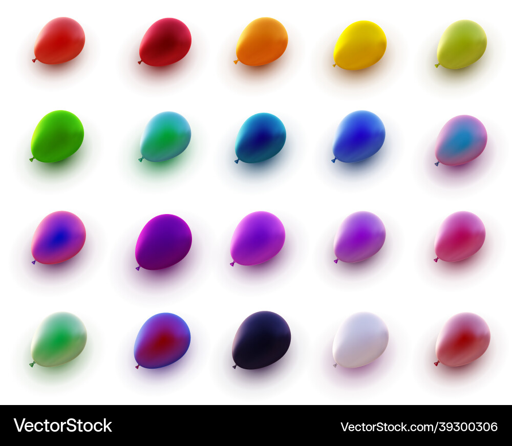 Set of multicolored gradient balloons on white Vector Image