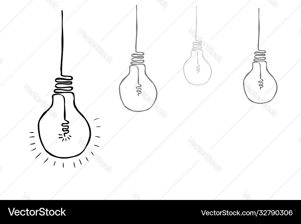 Simple hand draw sketch bulb lamp idea with copy Vector Image