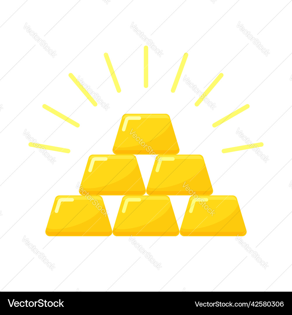 Stack of six shiny gold bars ingots bullion Vector Image
