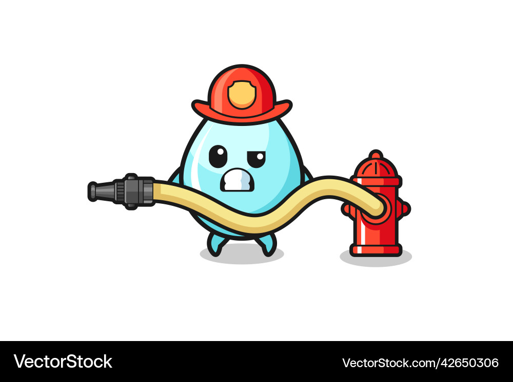 Water drop cartoon as firefighter mascot Vector Image