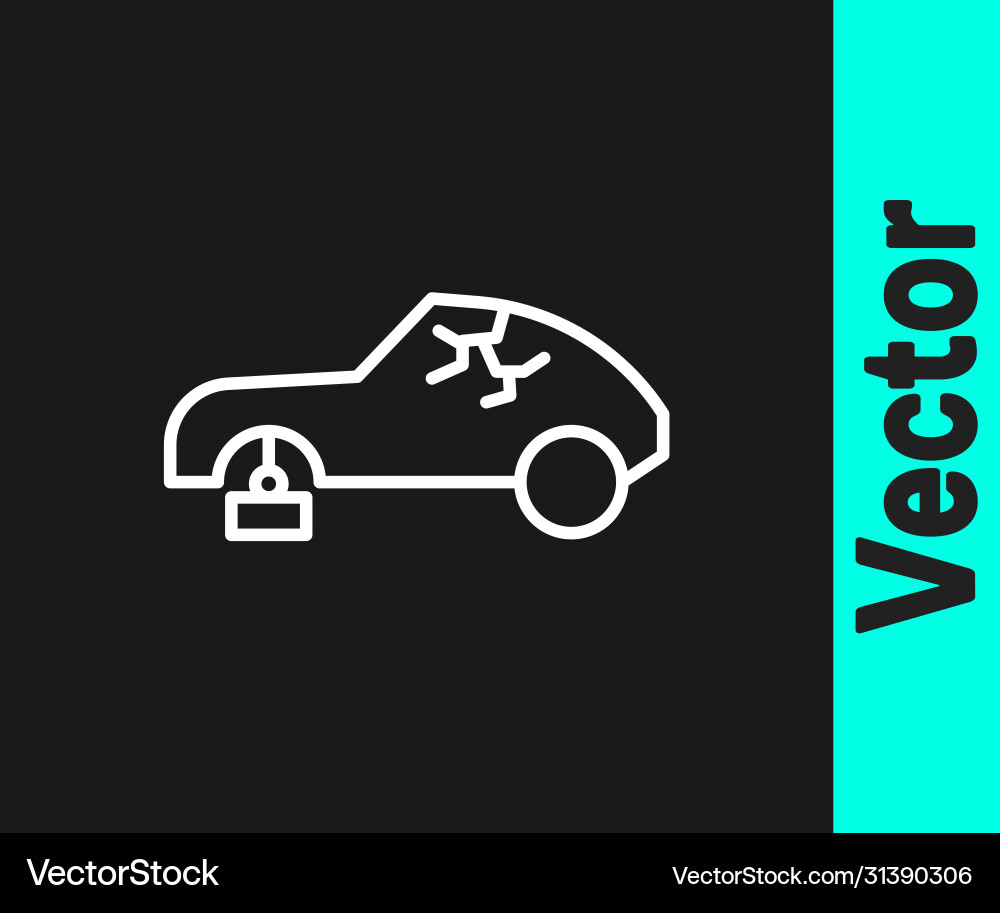 White line broken car icon isolated on black Vector Image