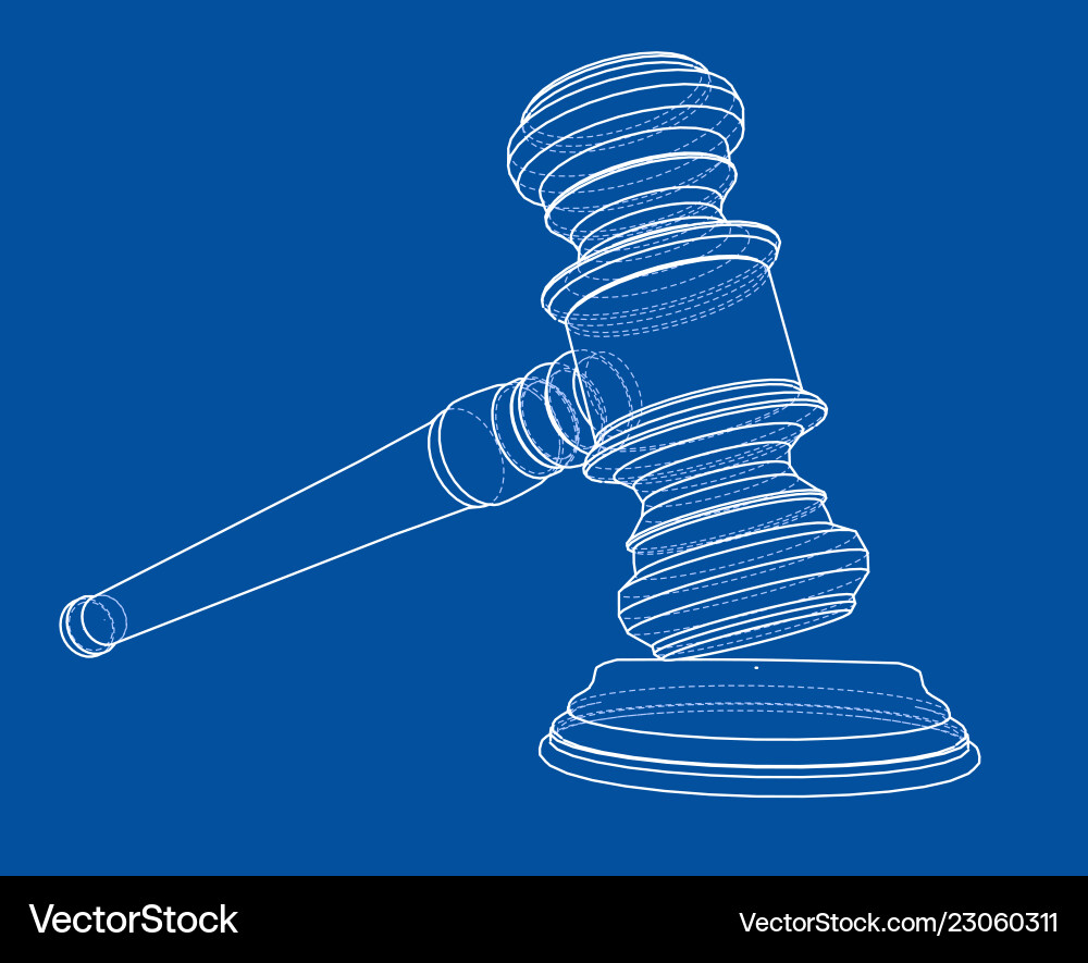 3d outline gavel rendering of Royalty Free Vector Image
