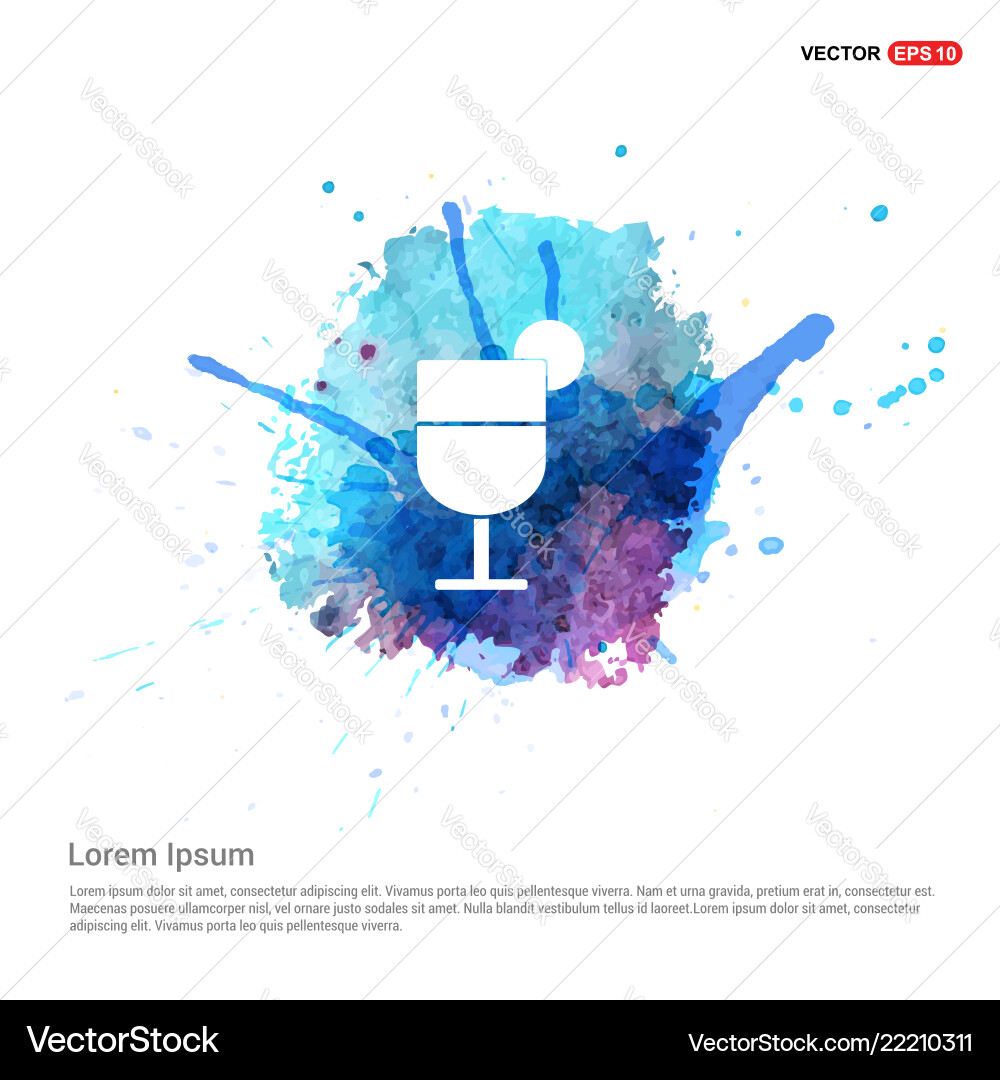 Alcohol cocktail icon - watercolor background Vector Image