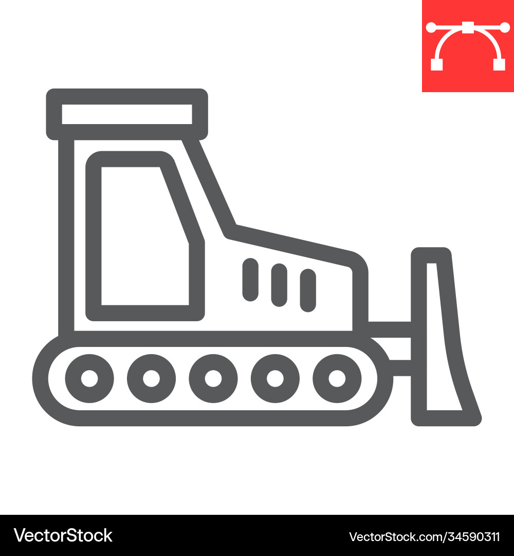 Bulldozer line icon construction and vehicle Vector Image