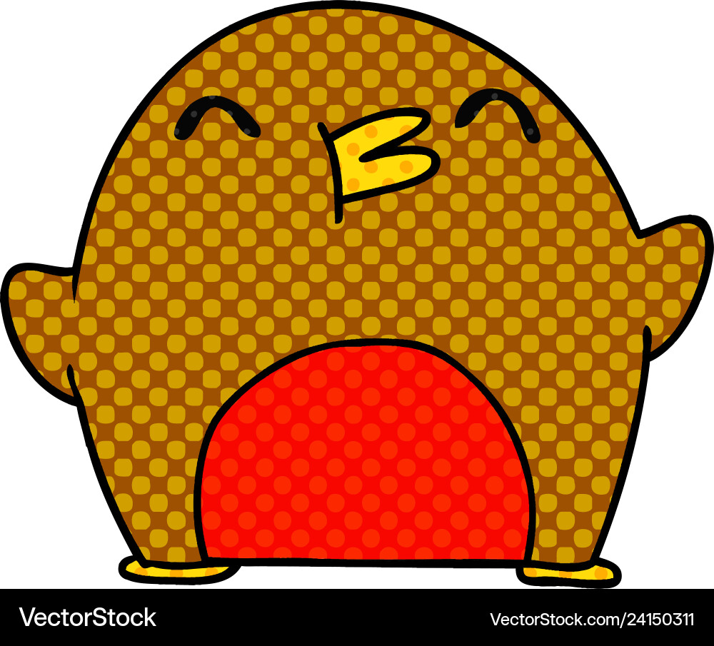 Cartoon cute kawaii red robin Royalty Free Vector Image