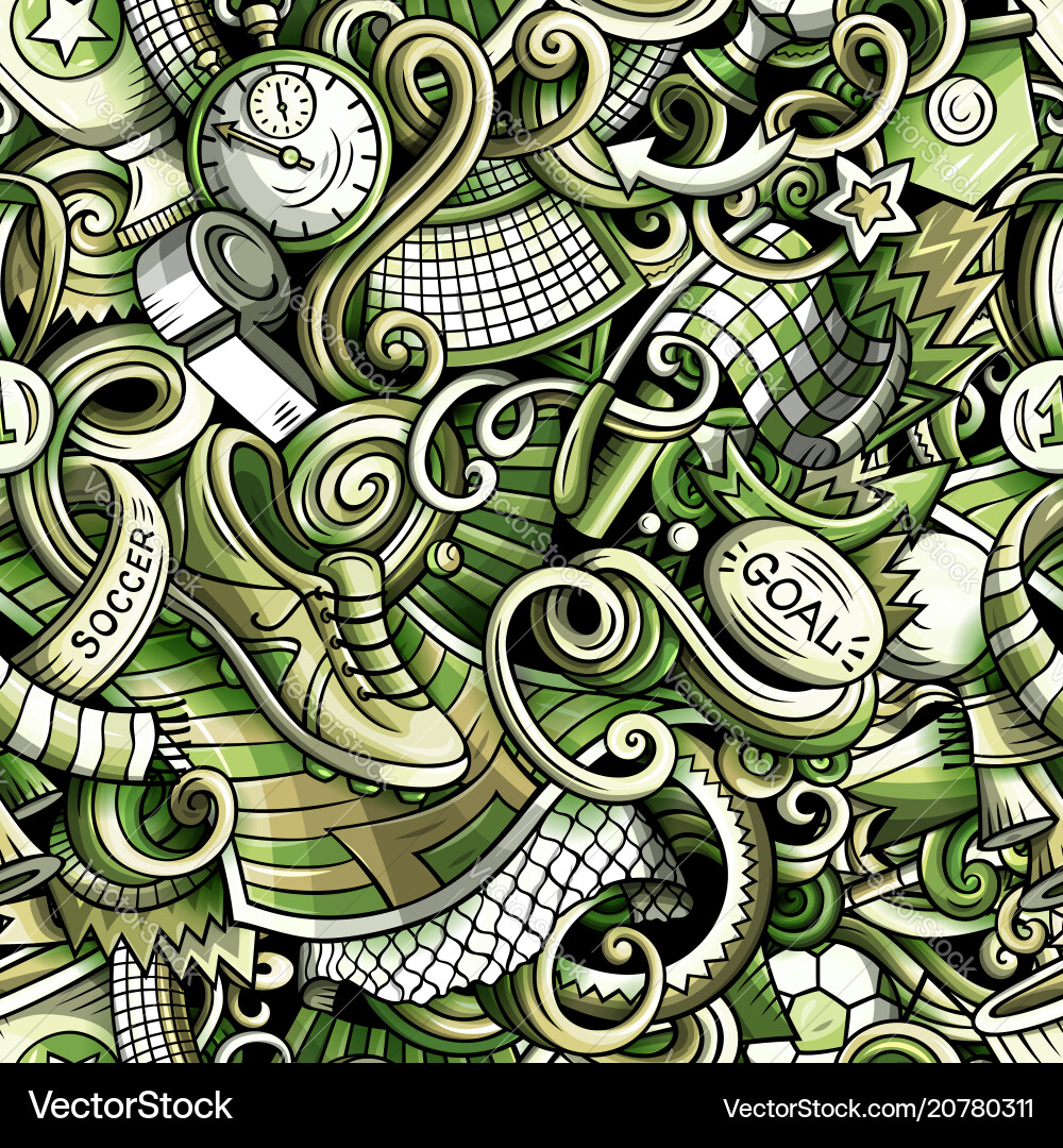Cartoon doodles football seamless pattern Vector Image