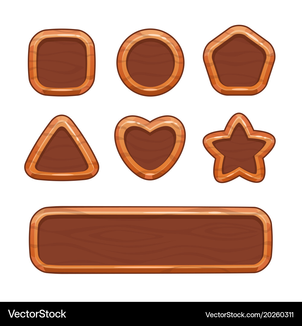 Cartoon wooden shapes set Royalty Free Vector Image
