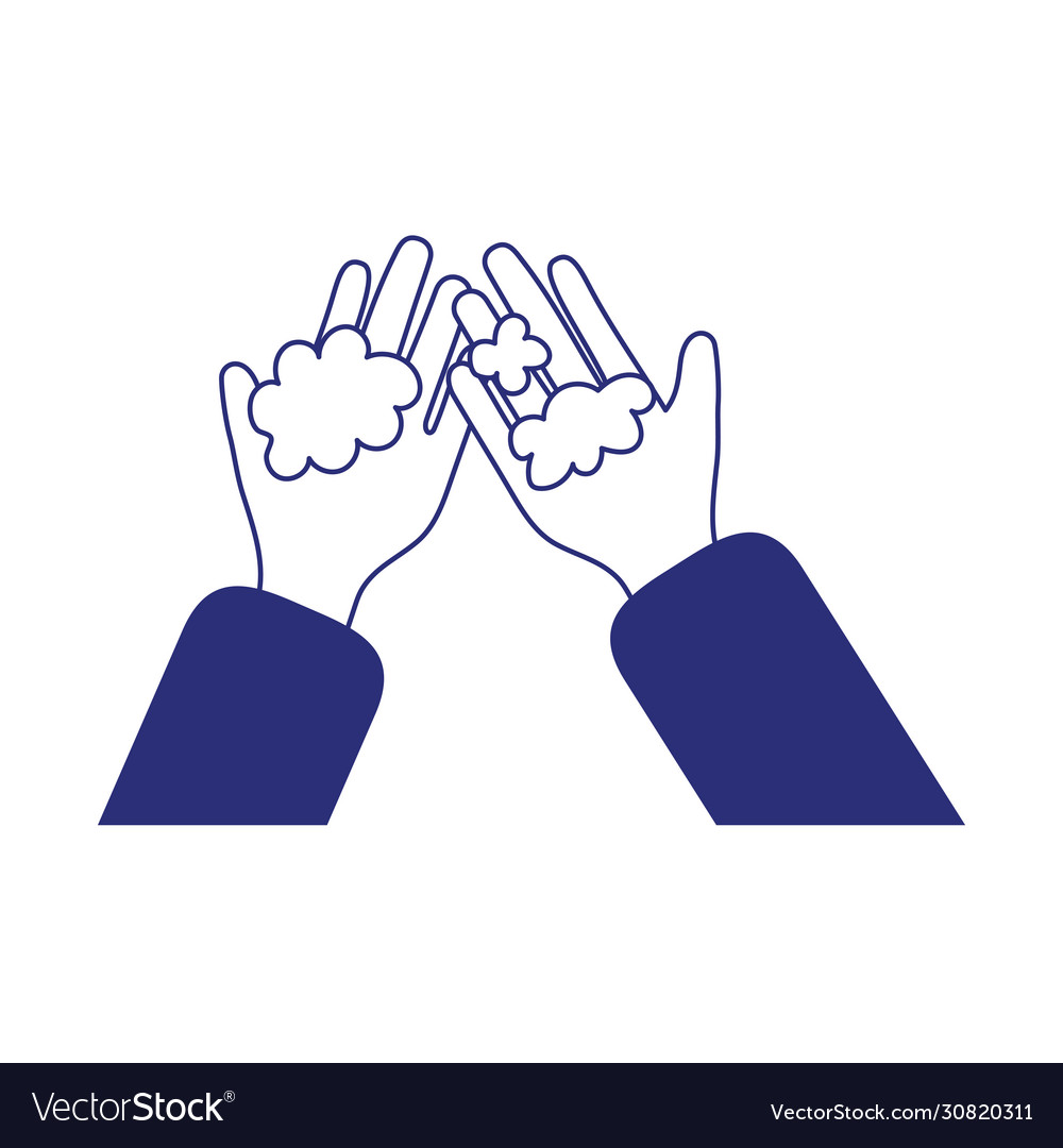 Covid 19 coronavirus washing hands with foam Vector Image