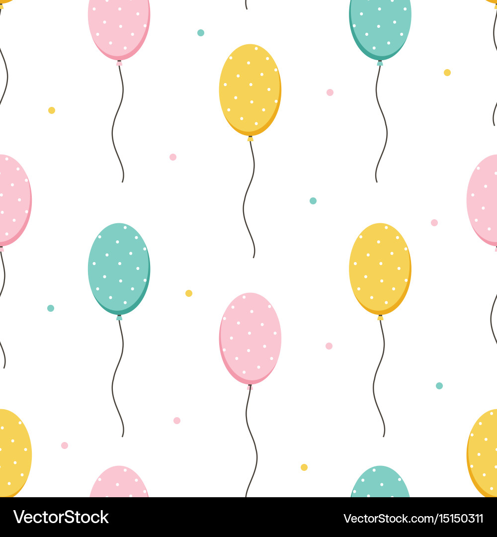 Cute colorful balloons and dots seamless pattern Vector Image