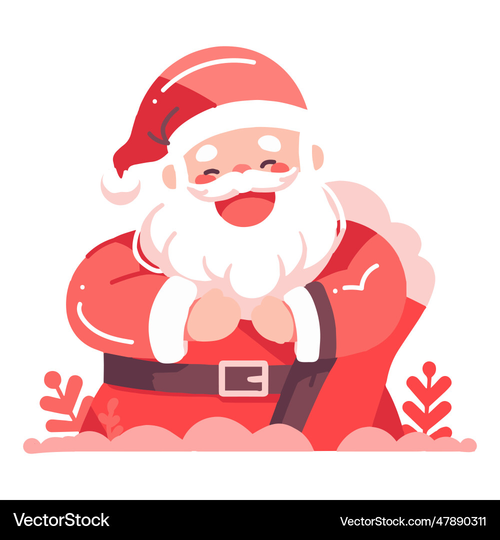 Hand drawn happy santa character in flat style Vector Image