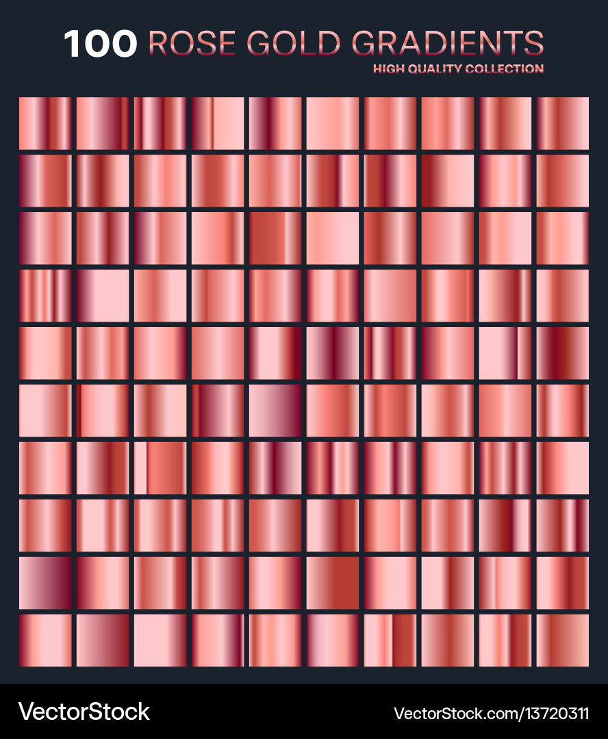 Rose gold gradientpatterntemplateset colors Vector Image
