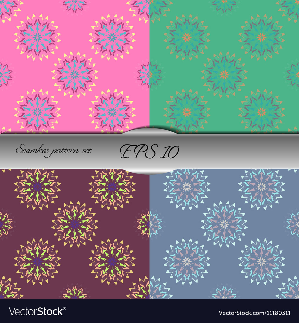 Set of elegant seamless patterns with floral Vector Image