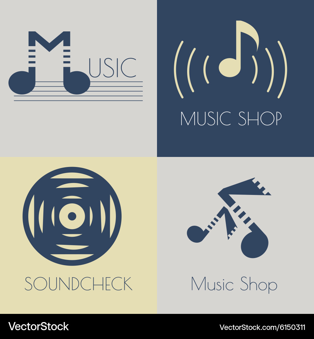 Set of music flat logos Royalty Free Vector Image