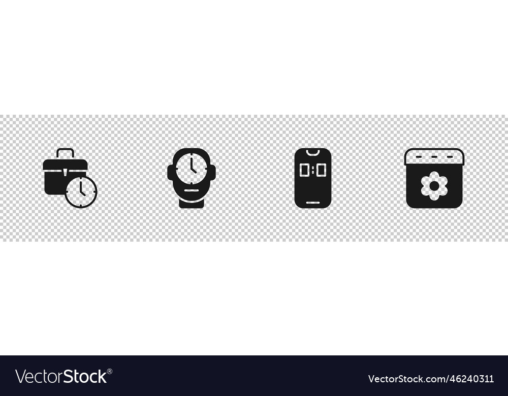 Set work time clock alarm clock app mobile Vector Image Set work time clock alarm clock app mobile Vector Image