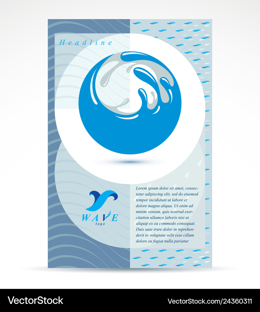 Water filtration theme booklet cover design front Vector Image