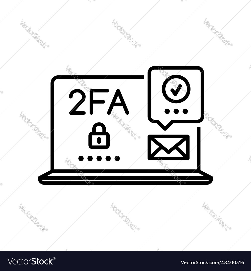 2fa Two Factor Verification Icon Outline Laptop Vector Image