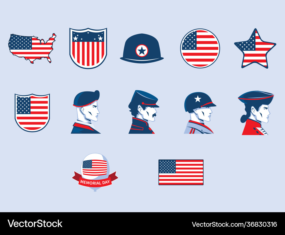 American flags soldiers Royalty Free Vector Image