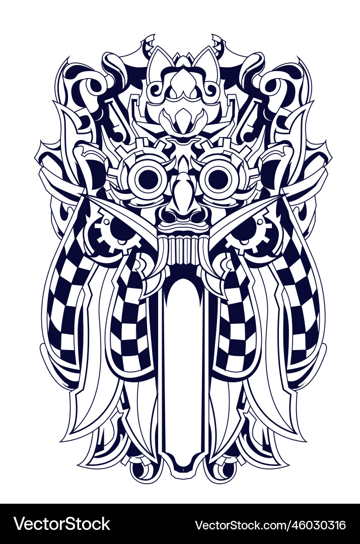 Barong or rangda head mythology bali Royalty Free Vector