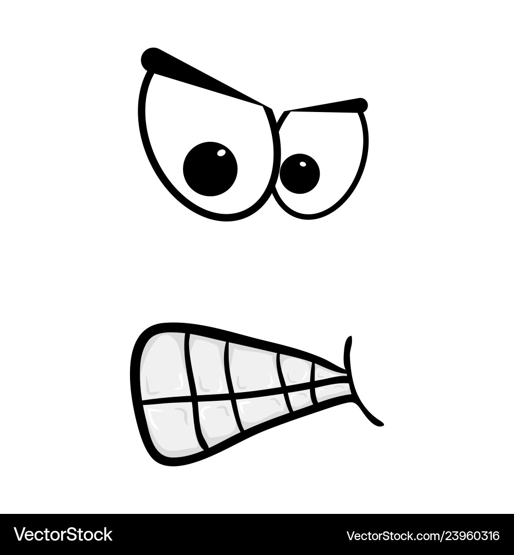 Cartoon angry face isolated on white background Vector Image