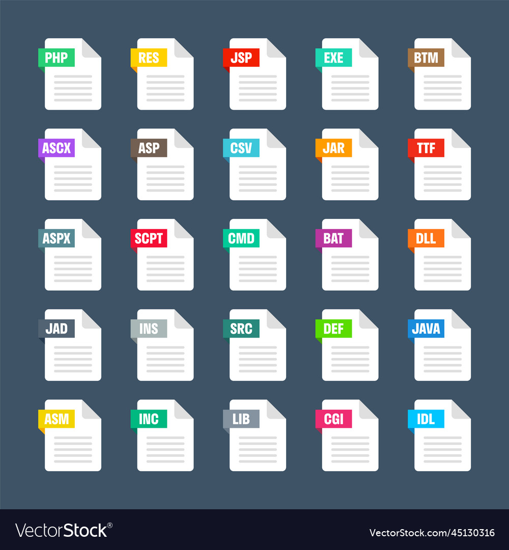 Common System File Formats Document Types Vector Image