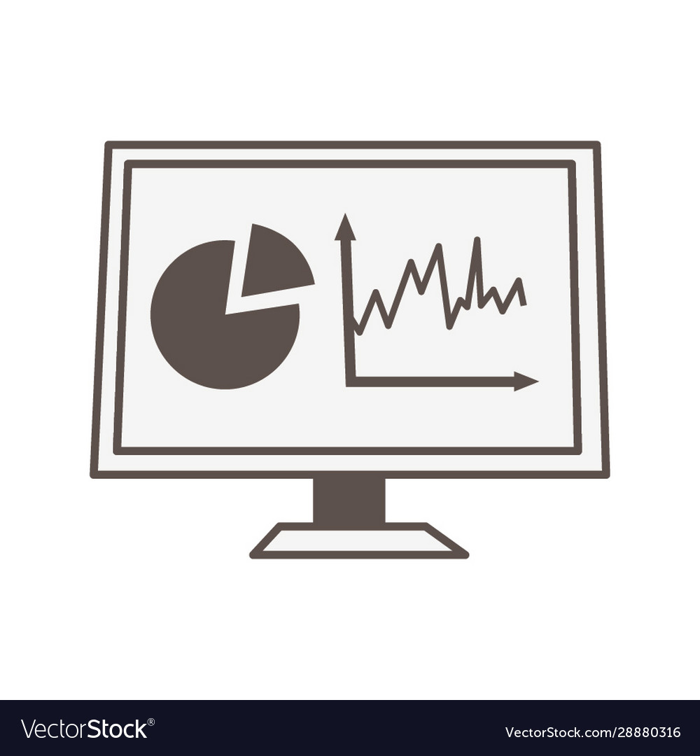 Computer display with statistics icon Royalty Free Vector