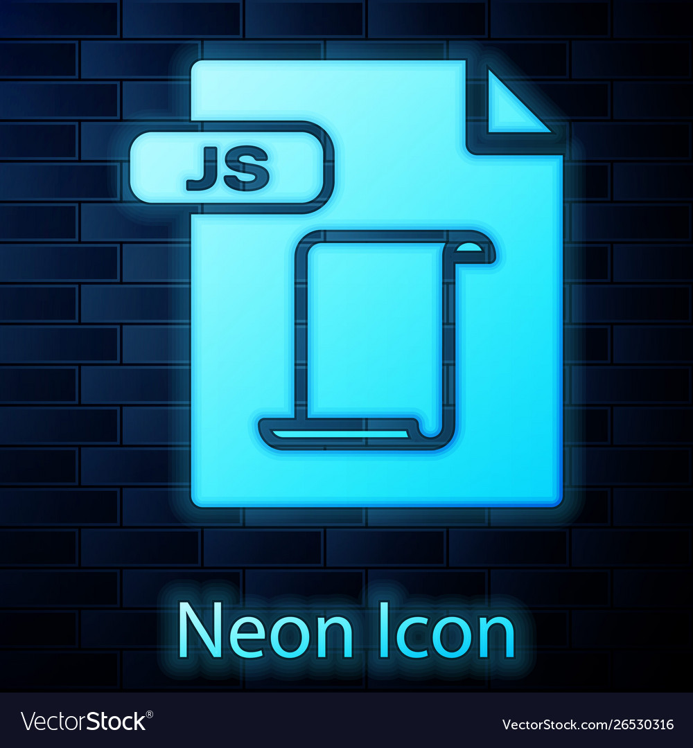 Glowing neon js file document download js button Vector Image Glowing neon js file document download js button Vector Image