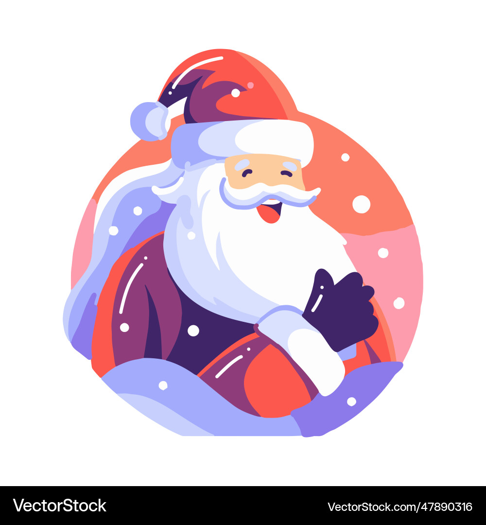 Hand drawn happy santa character in flat style Vector Image