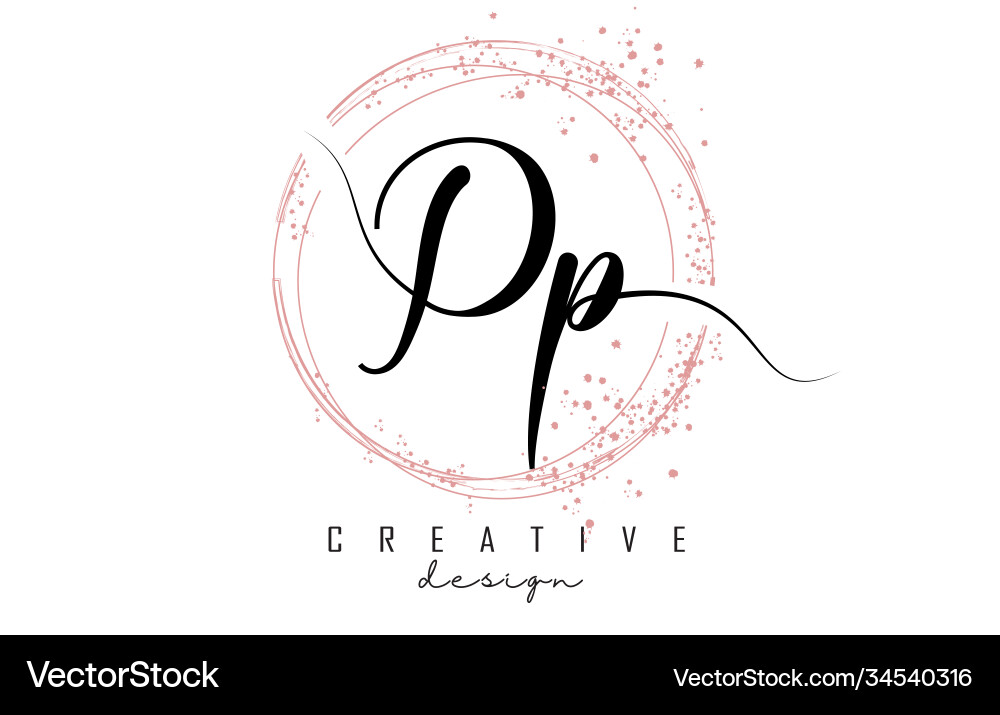 Handwritten pp p letter logo with sparkling Vector Image