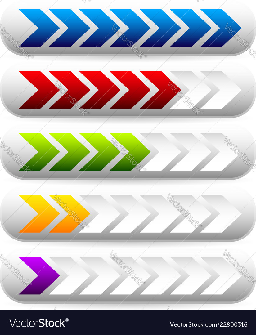Horizontal progress loading bars meters level Vector Image