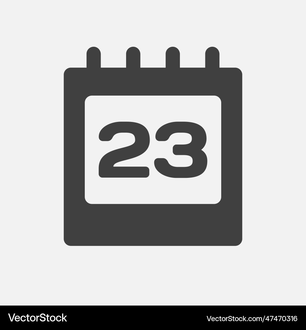 Icon page calendar day - number 23 Royalty Free Vector Image